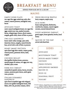 Breakfast Menu – Alaina's Café & Bake Shoppe