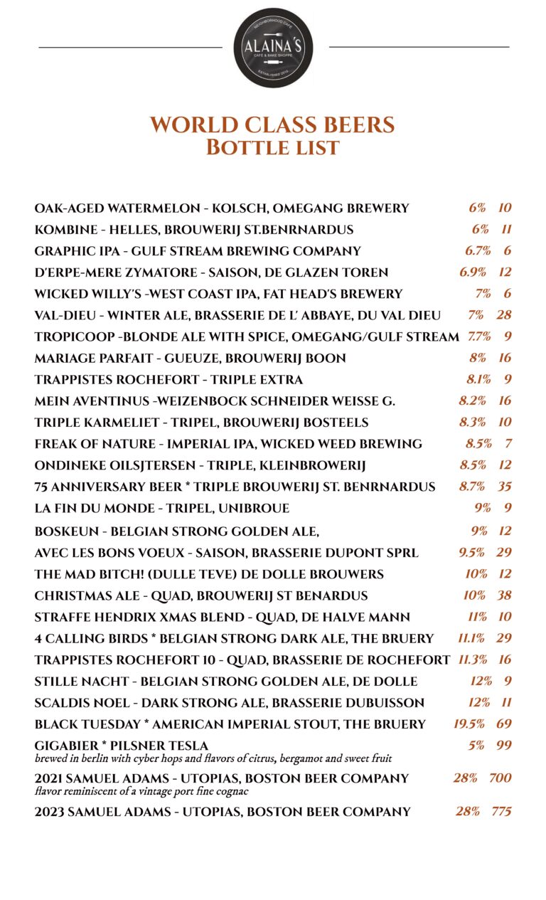 Drink Menu – Alaina's Café